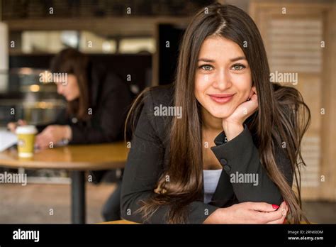 Brunette Businesswoman Posing Stock Photo Alamy