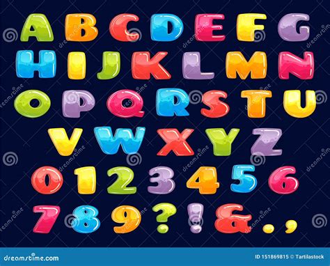 Alphabet In Cartoon Style Colorful Alphabet Letters In The Form Of