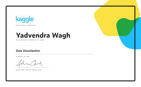 Yadvendra Wagh Completed The Data Visualization Course On Kaggle