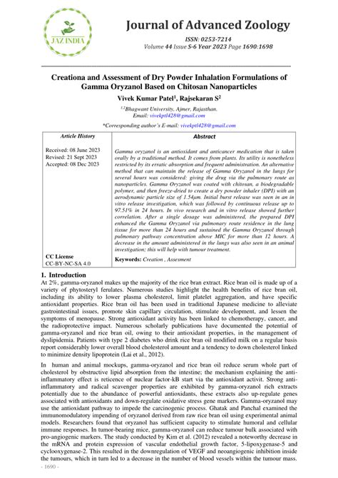 Pdf Creationa And Assessment Of Dry Powder Inhalation Formulations Of Gamma Oryzanol Based On