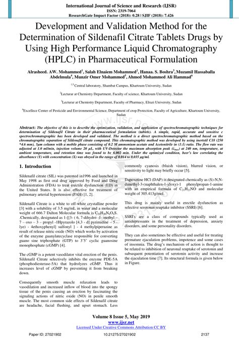 Pdf Development And Validation Method For The Determination Of Sildenafil Citrate Tablets