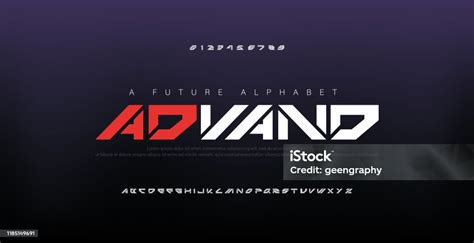 추상 디지털 현대 알파벳 글꼴입니다 타이포그래피 기술 일렉트로닉 댄스 뮤직 미래 창조적 인 글꼴 벡터 일러스트 컴퓨터 글자에 대한 스톡 벡터 아트 및 기타 이미지 Istock