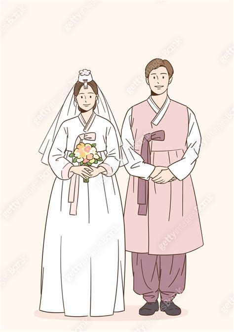 라인아트 일러스트기법 결혼 사건 신혼부부 사랑 컨셉 전통의상 옷 한복 베일 액세서리 이미지 Jv13922103 일러스트 무료 일러스트