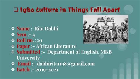 Igbo Culture In Things Fall Apart Pptx