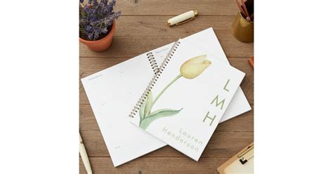 Modern Minimal Yellow Watercolor Tulip Monogram Planner Zazzle
