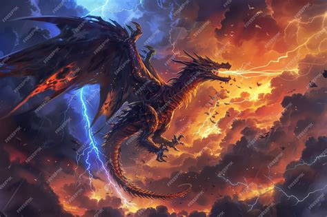 A Whimsical Drawing Of A Dragon With The Wings And Tail Feathers Of A