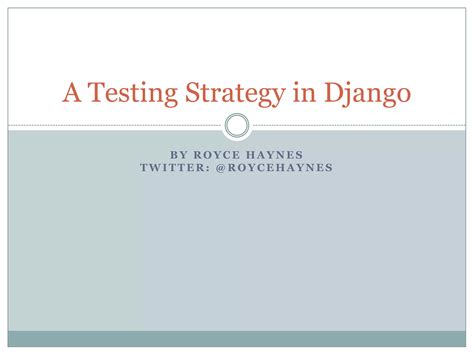 Django Strategy Test Ppt
