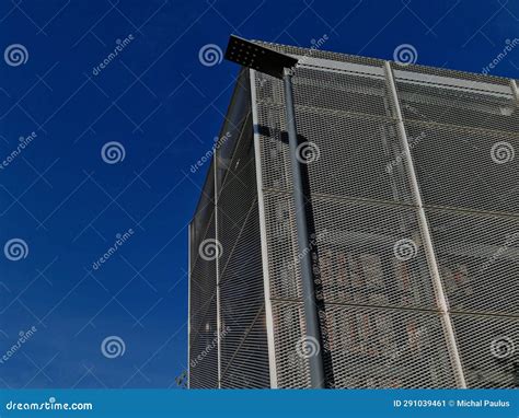 Steel Cladding Of A Building With A Expanded Metal Lattice Royalty Free