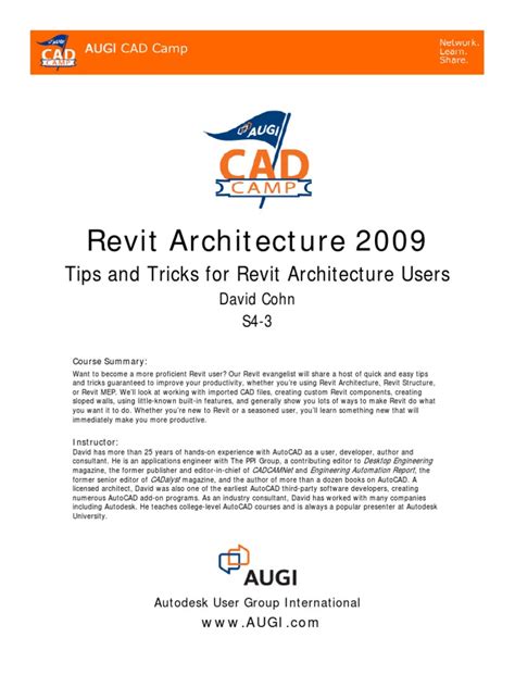 2009 Revit Tips And Tricks Pdf Autodesk Revit Auto Cad