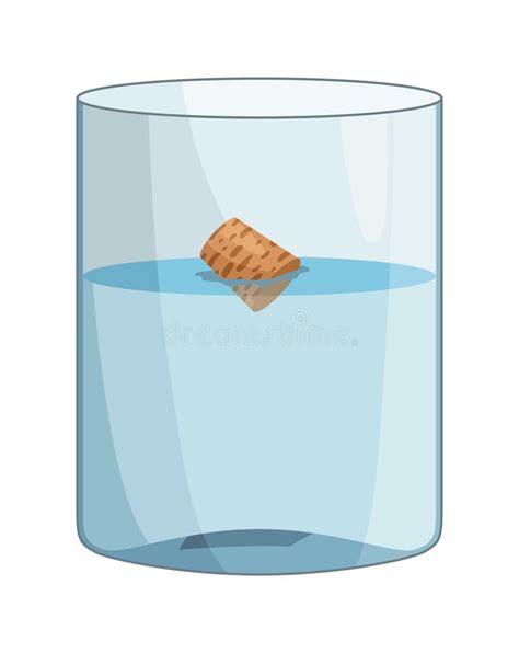 Archimedes Principle Experiment With Water Glasses Cork Stock Vector