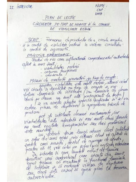 Plan De Lectie Instructor Auto Categoria B Pdf