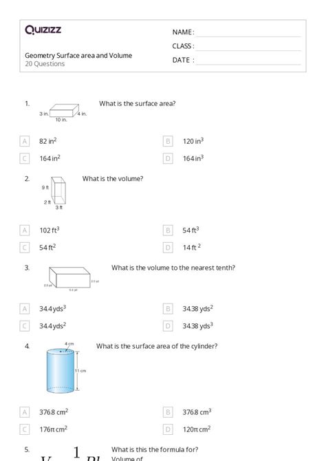 Cone Volume Worksheet
