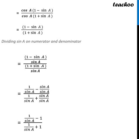 Example 11 Prove That Cot A Cos A Cot A Cos A Examples