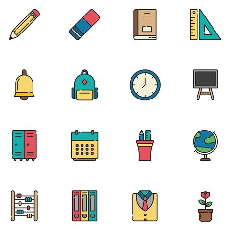 Elementary School Filled Line Icon Set 12722297 Vector Art At Vecteezy