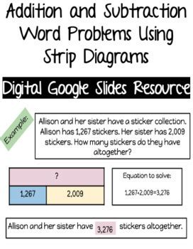 Addition And Subtraction Word Problems Using Strip Diagrams Google Slides