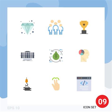 Mobile Interface Flat Color Set Of 9 Pictograms Of Technology Axis Person Vertical Reward