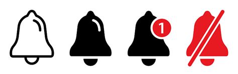 알림 벨 아이콘 세트 새 메시지 알림 아이콘입니다 알람 표지판 격리 편집 가능한 스트로크 벡터 일러스트 레이 션 Brand Name Online Messaging