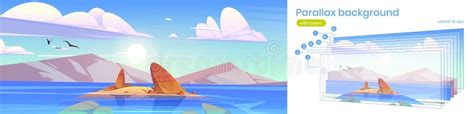 Parallax Background Ocean Or Sea Nature Landscape Stock Vector Illustration Of Seascape Scene