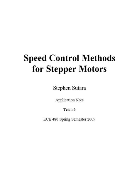 Sutara An Stepper Motor Speed Control Methods 1 Pdf Electric Motor Computer Engineering