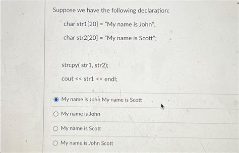 Solved Suppose We Have The Following Declarationchar