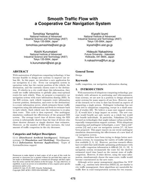 Pdf Smooth Traffic Flow With A Cooperative Car Navigation System