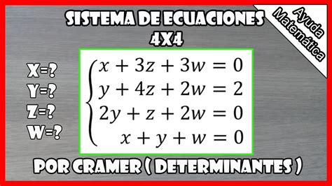 Cálculo Del Determinante De Una Matriz 4x4 Utilizando El Método De Cramer