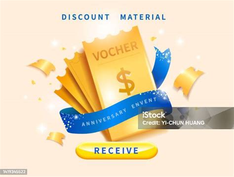 파란색 리본으로 싸인 황금 바우처 쿠폰이있는 프리미엄 럭셔리 상품권 바우처 템플릿 쿠폰에 대한 스톡 벡터 아트 및 기타 이미지