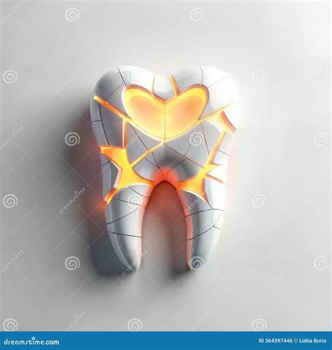 Tooth Cross Section With Glowing Nerve Detail Generative Ai Stock
