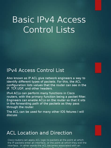 Basic Ipv4 Access Control Lists Pdf