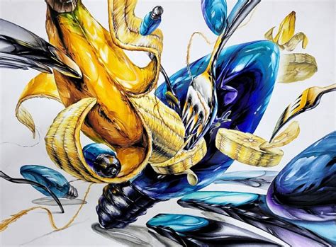 바나나 포크 꼬마전구 그림 디자인 그림 미술 구도