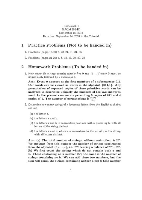 Hw1 Sol Homework 1 Solutions Macm 101 Homework 1 Macm 101 D September 15 2018 Date Due