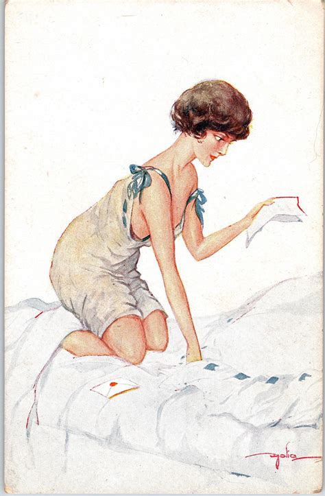 Lot Antique Vintage Rare Postcard Erotic Illustration French