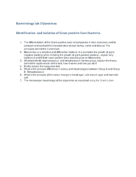 Bacteriology Lab 3 Questions Bacteriology Lab 3 Questions