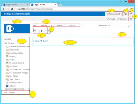 Otb Delegate Controls And Content Placeholders In Sharepoint 2013