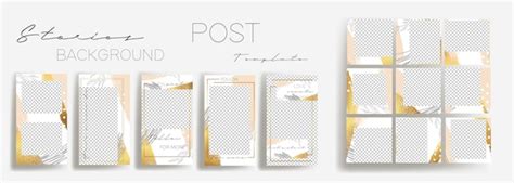 소셜 미디어 배너 디자인 배경 인스타그램 스토리 및 포스트 프레임 템플릿 세트 프리미엄 벡터