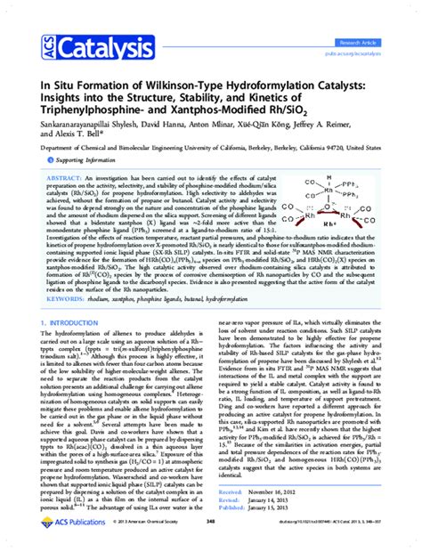 Pdf In Situ Formation Of Wilkinson Type Hydroformylation Catalysts