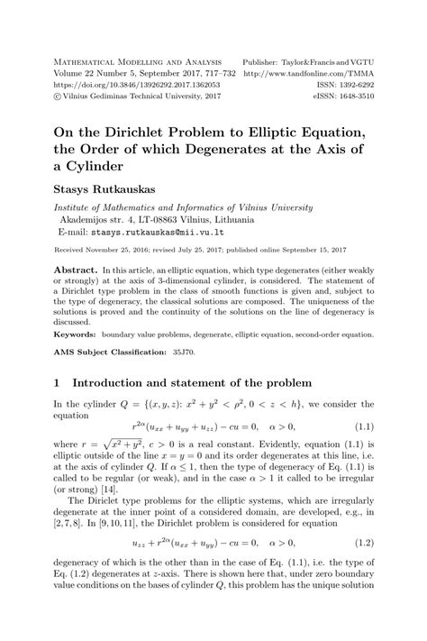 Pdf On The Dirichlet Problem To Elliptic Equation The Order Of Which Degenerates At The Axis