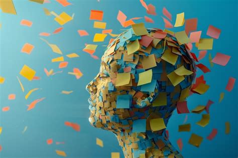 Artistic Side Profile Of A Human Head Made From Colorful Sticky Notes