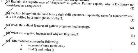 Solved A Explain The Significance Of Sequence In Python Further Explain Why Is Dictionary