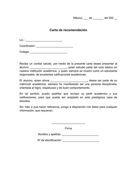 Modelo De Carta De Recomendacion Familiar Para Colegio Yuki Kawamura