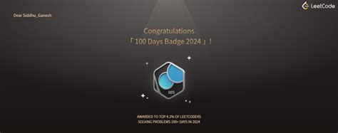 Peddireddy Siddhu Ganesh On Linkedin 🌟 Leetcode 100 Days Challenge