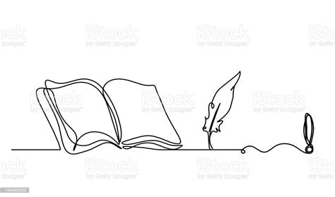 흰색 배경에 줄 그리기로 느낌표와 추상 오픈 북 개념에 대한 스톡 벡터 아트 및 기타 이미지 개념 계획 교실 Istock