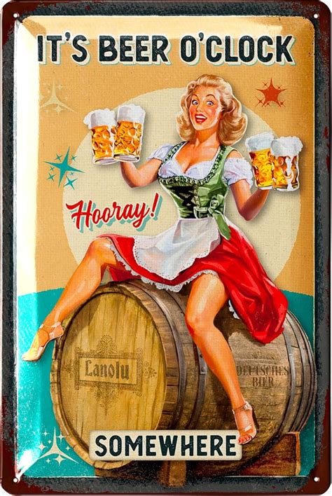 Vintage Beer Sign It`s Beer O`clock Somewhere Beer Signs For Man