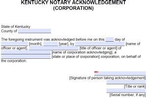 Free Kentucky Notary Acknowledgement Forms Pdf Word