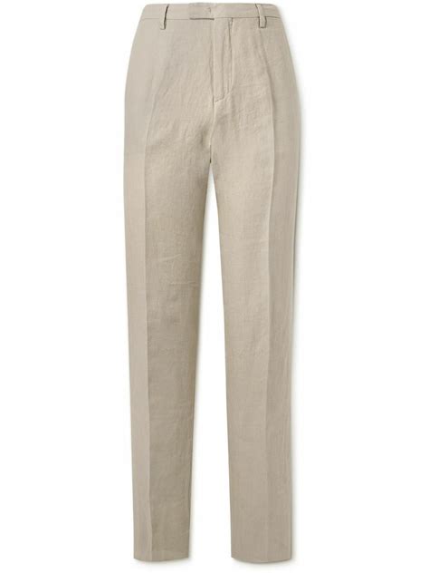 Boglioli Herringbone Cotton And Linen Blend Suit Trousers Neutrals