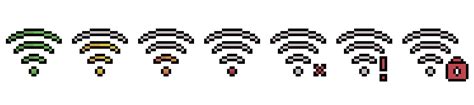 Pixel Art Wifi Signal Icon For Cellphone Interface Vector Icon For 8bit Game On White Background
