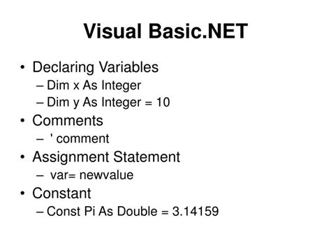 Ppt Visual Basicnet Powerpoint Presentation Free Download Id6300572