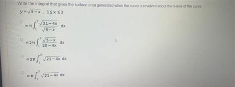 Solved Write The Integral That Gives The Surface Area