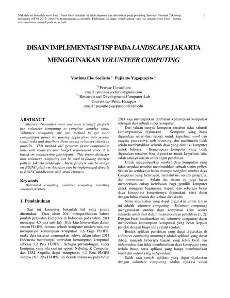 PDF Disain Implementasi TSP Pada Landscape Jakarta Menggunakan Volunteer Computing In Indonesian