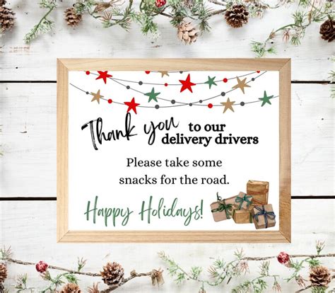 Delivery Driver Sign Happy Holidays Sign Thank You Please Take A